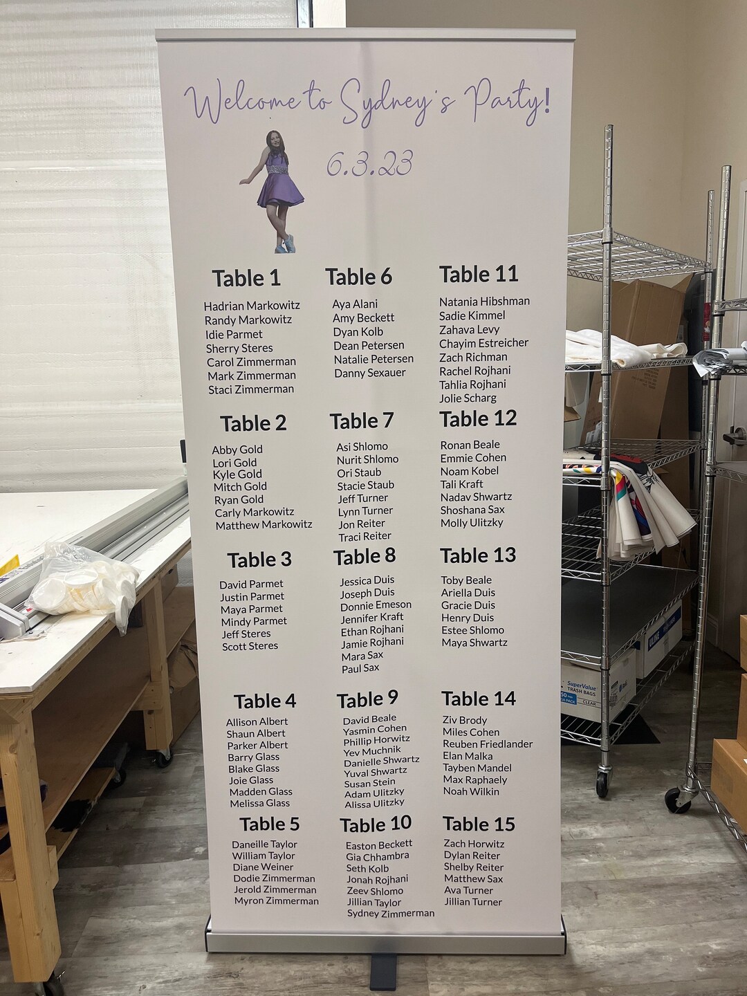 Custom Seating Chart Retractable Banner Stand INCLUDED With Full Color ...