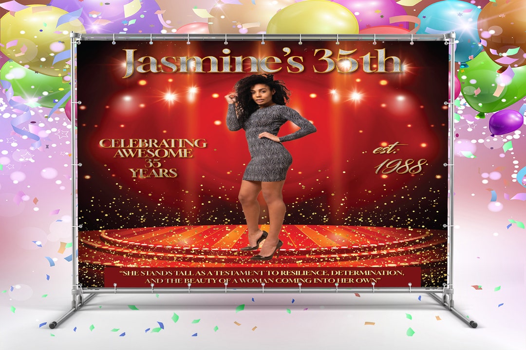 Custom Photo Birthday Backdrop-red Carpet Sparkle Birthday Party ...