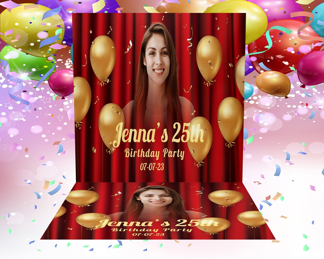 Custom Photo Birthday Backdrop AND Floor Decal-red Carpet Banner ...