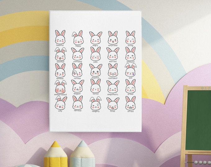 Bunny Rabbit Feelings Chart, Emotions Print, PRINTABLE Wall Art ...