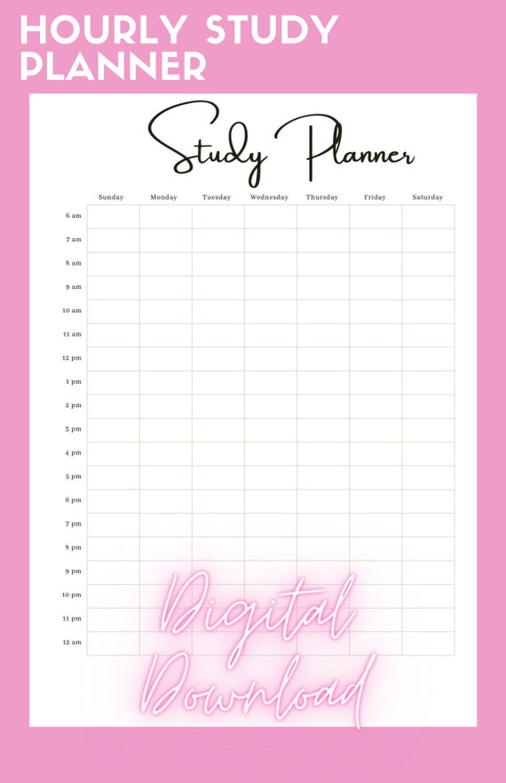 Hourly/weekly Study Planner Print - Etsy