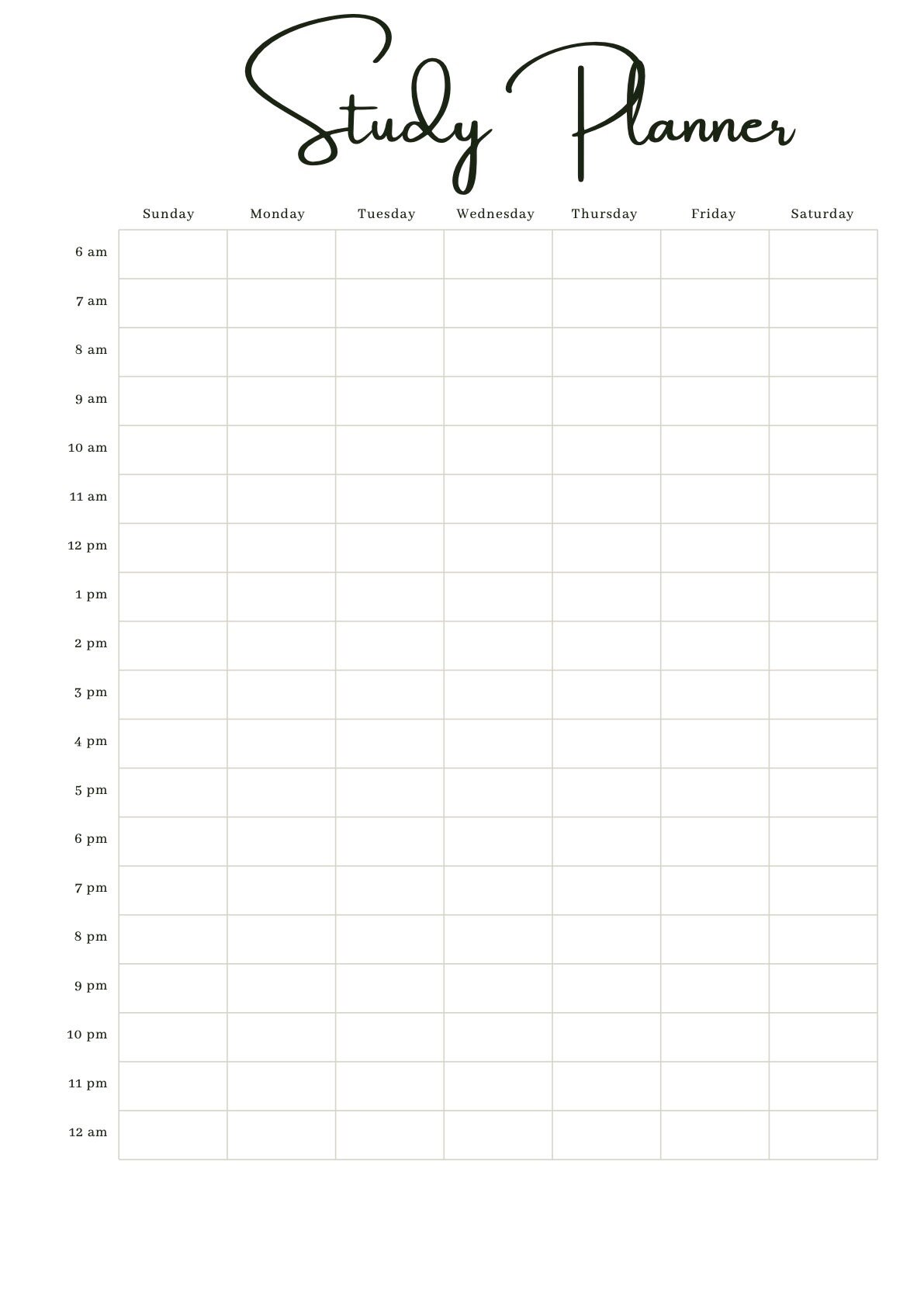 Hourly/weekly Study Planner Print - Etsy
