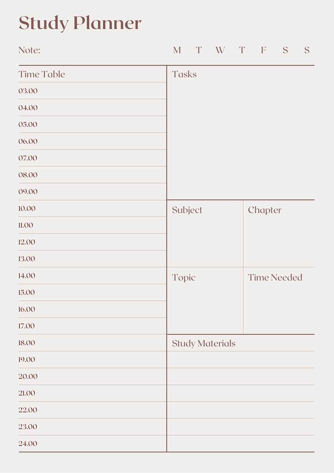 Printable Daily Study Planner - Etsy