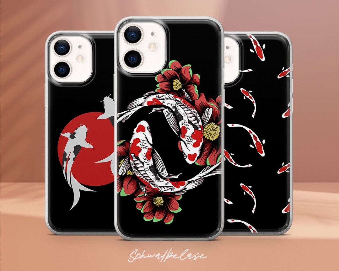 Japanese Pond Phone Case Koi Carp Fish Cover for iPhone 16e, 15, 14, 13 ...