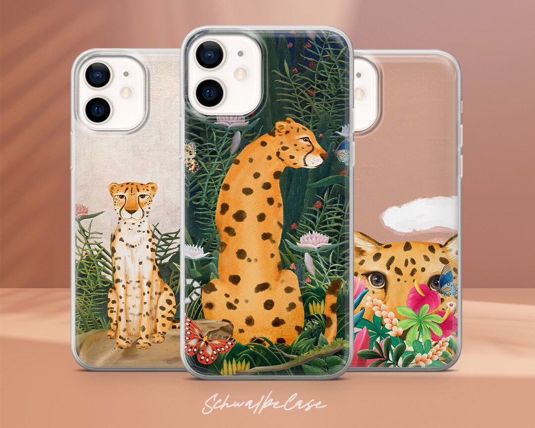 Jungle Leopard Phone Case Cute Cheetah Cover for iPhone 16e, 15, 14, 13 ...