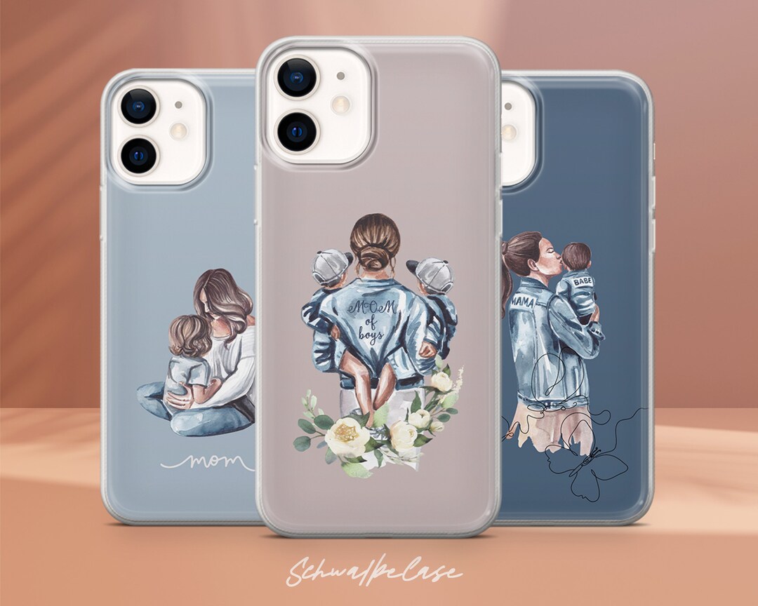 Boy Mom Phone Case Aesthetic Flower Cover for iPhone 16e, 15, 14, 13 ...