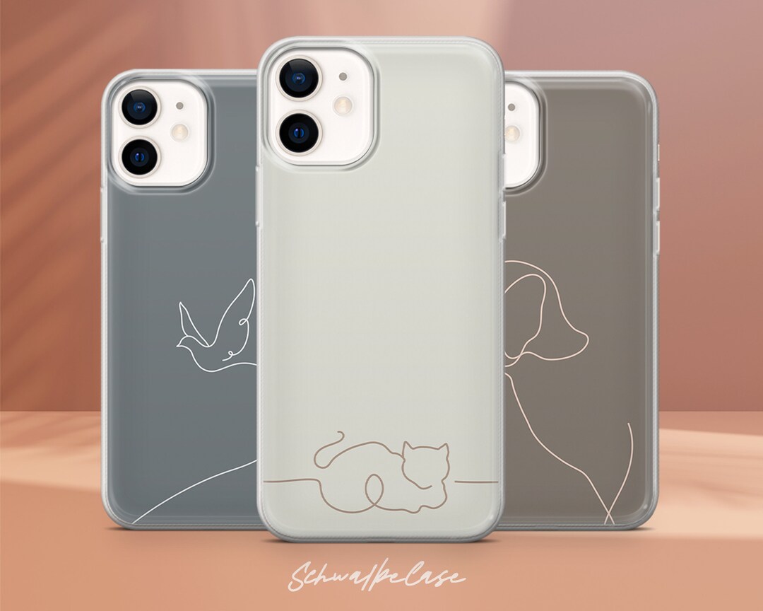 Line Art Pets Phone Case Minimalism Cover for iPhone 16e, 15, 14, 13 ...