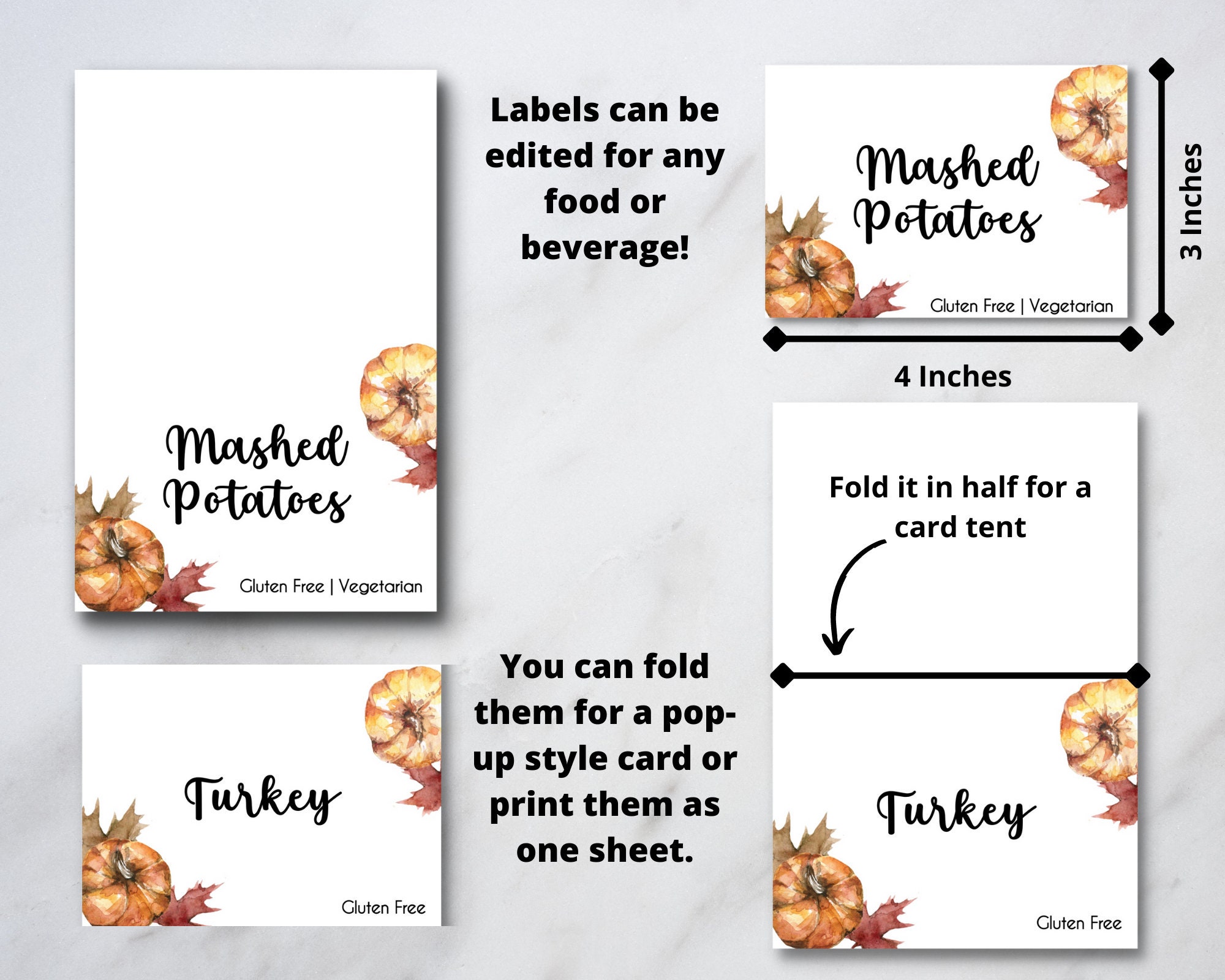 Thanksgiving Buffet Card Template, Friendsgiving Buffet Card Template ...