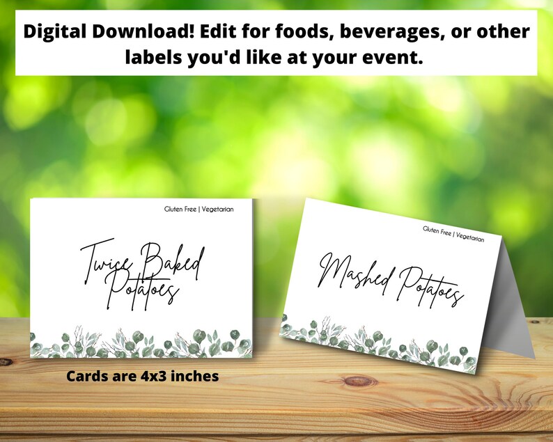 Thanksgiving Food Label Tent Card Editable, Place Card, Printable ...