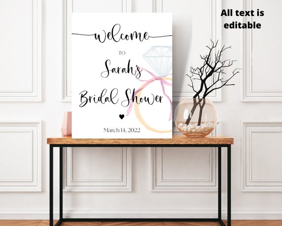Editable Bridal Shower Welcome Sign Simple Welcome Sign | Etsy