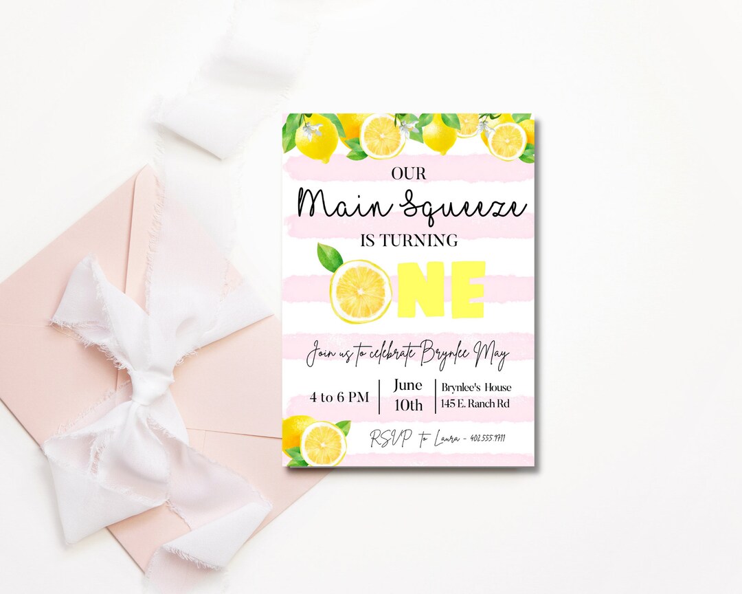Lemon First Birthday Invitation, Lemon 1st Birthday, Lemonade Birthday ...