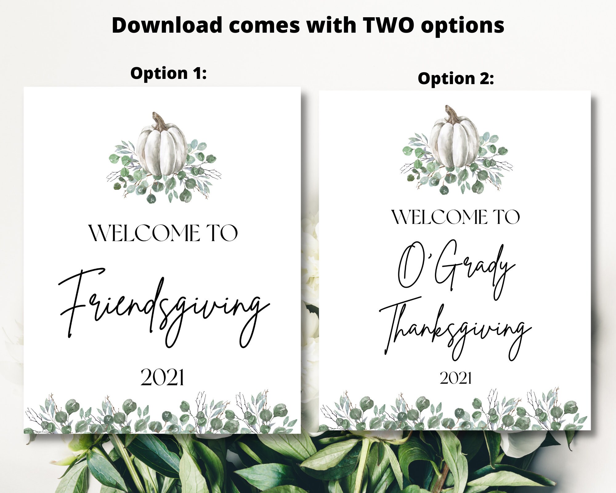 Editable FRIENDSGIVING Welcome Sign, Thanksgiving Dinner Welcome Sign ...