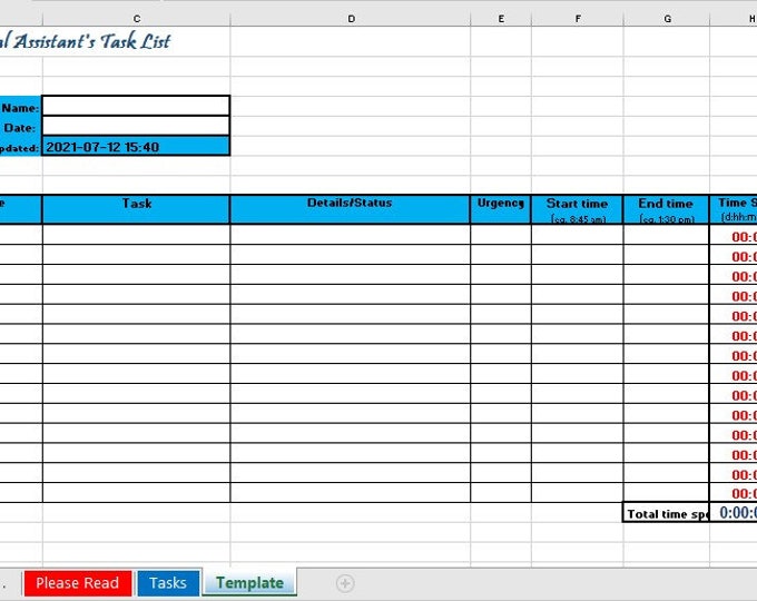 Virtual Assistant Organiser | Weekly Excel Spreadsheet | Track Hours ...