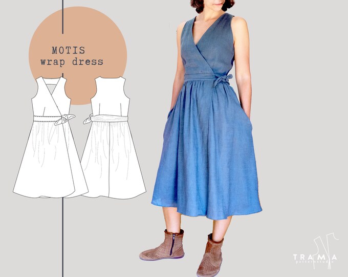 Sewing Pattern for Misses' Pleated Wrap Dresses With Sash, Butterick ...