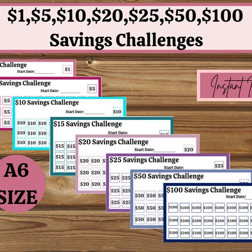 Printable A6 Savings Challenge Bundle Cash Envelope Inserts - Etsy