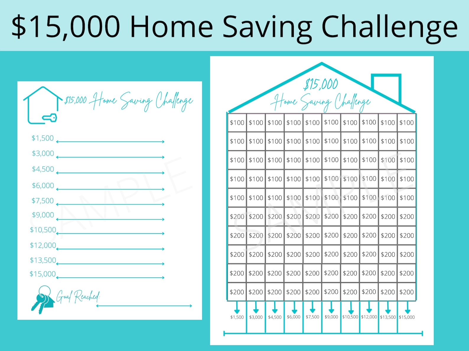 15K Home Saving Challenge Printable Printable Home Saving - Etsy
