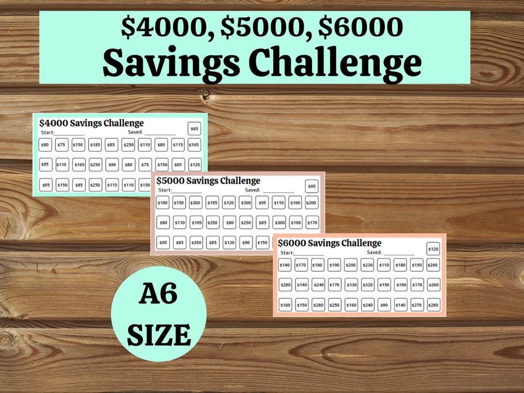 4K, 5K, 6K Savings Challenge Fits A6 Cash Envelopes & A6 Budget Binders ...