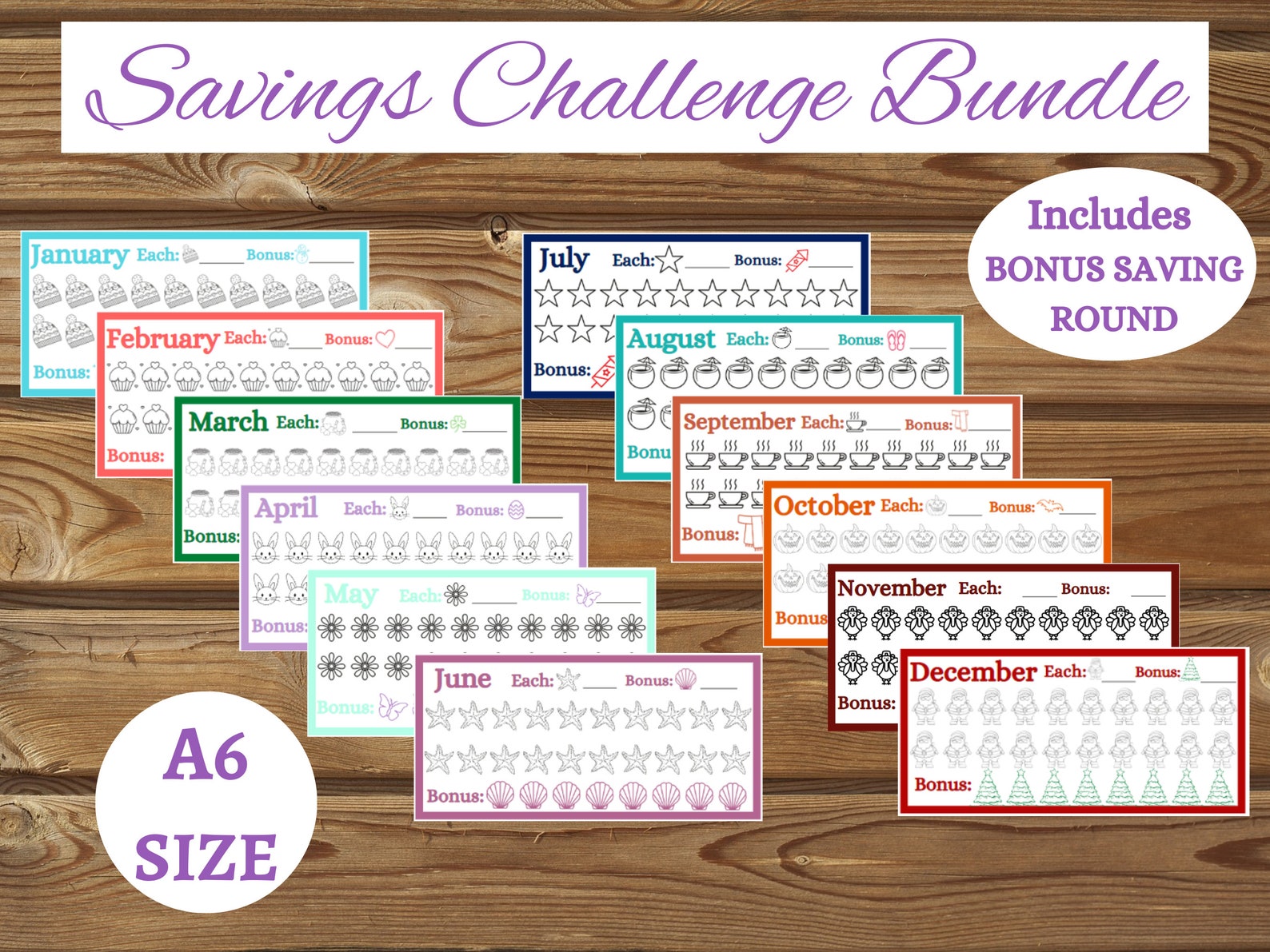 12 Month Savings Challenge Bundle Set Fits A6 Cash Envelopes - Etsy