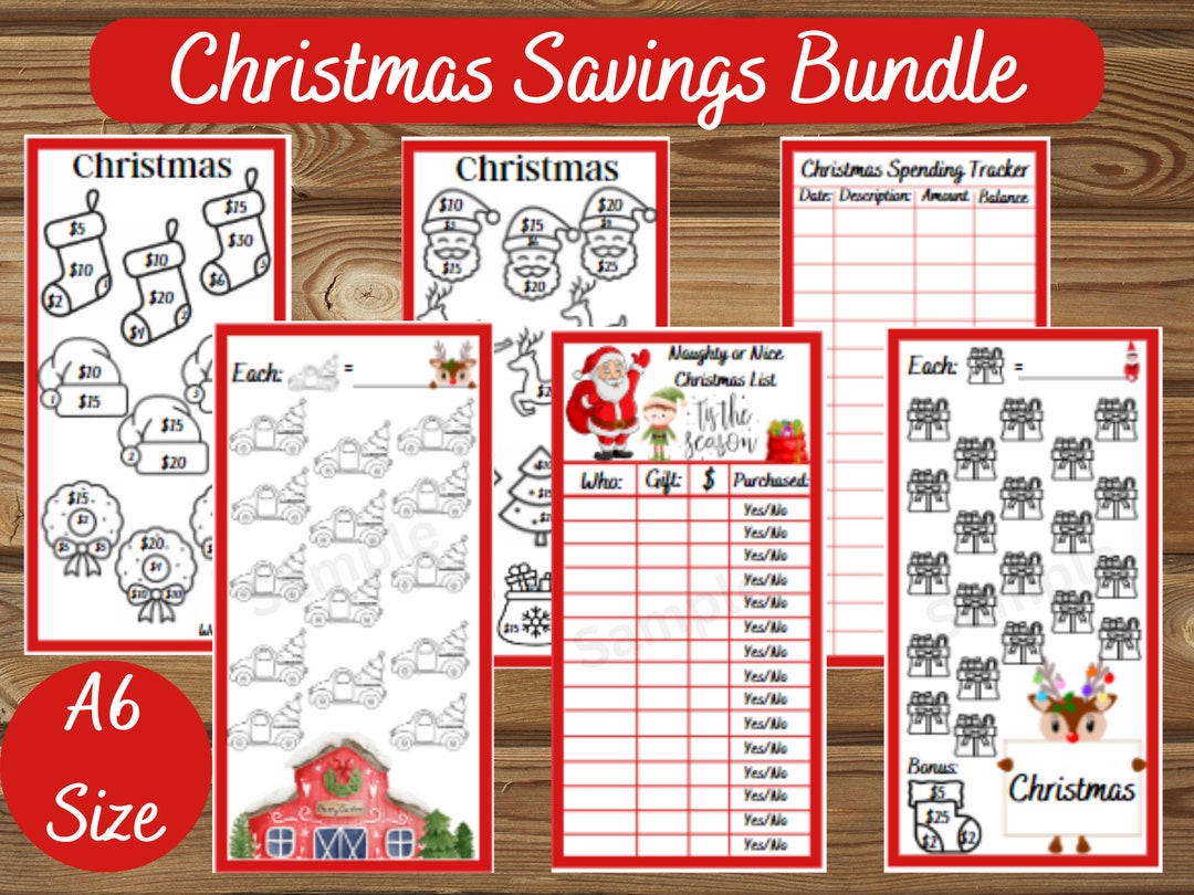 Christmas Savings Challenge Trackers for A6 Cash Envelope Money Saving ...