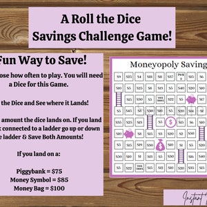 Moneyopoly Savings Challenge Game | Roll the Dice Savings Challenge ...
