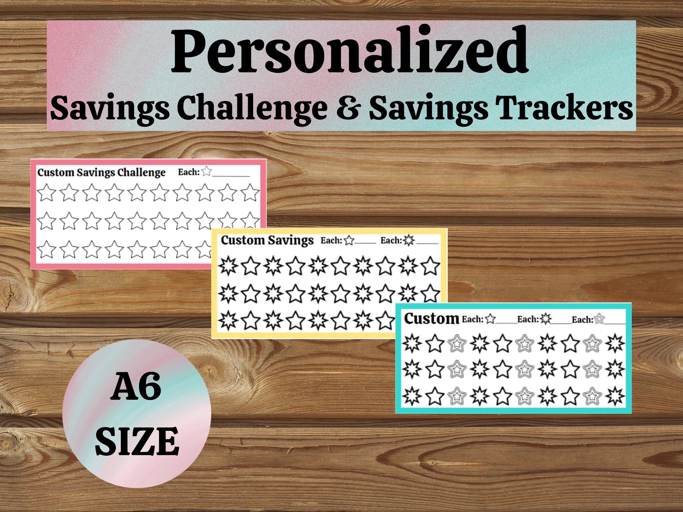 Personalized Savings Challenge & Savings Trackers Fits Cash - Etsy