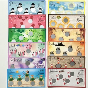 Monthly Scratch off Savings Challenge Set Fits A6 Cash Envelopes Saving ...