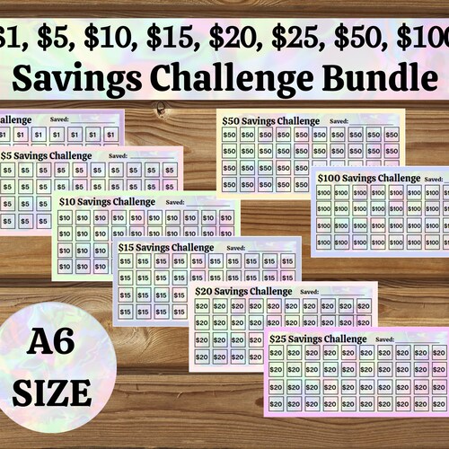 Printable A6 Savings Challenge Bundle Cash Envelope Inserts - Etsy