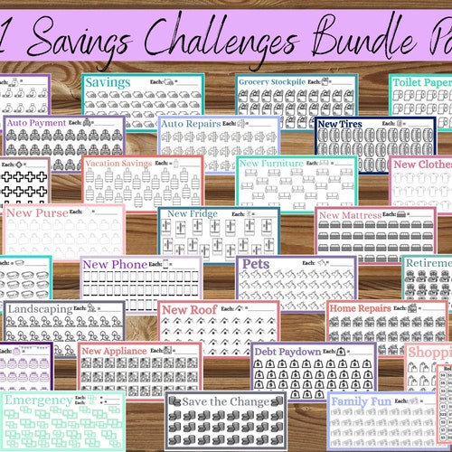 Printable A6 Savings Challenge Bundle Cash Envelope Inserts - Etsy