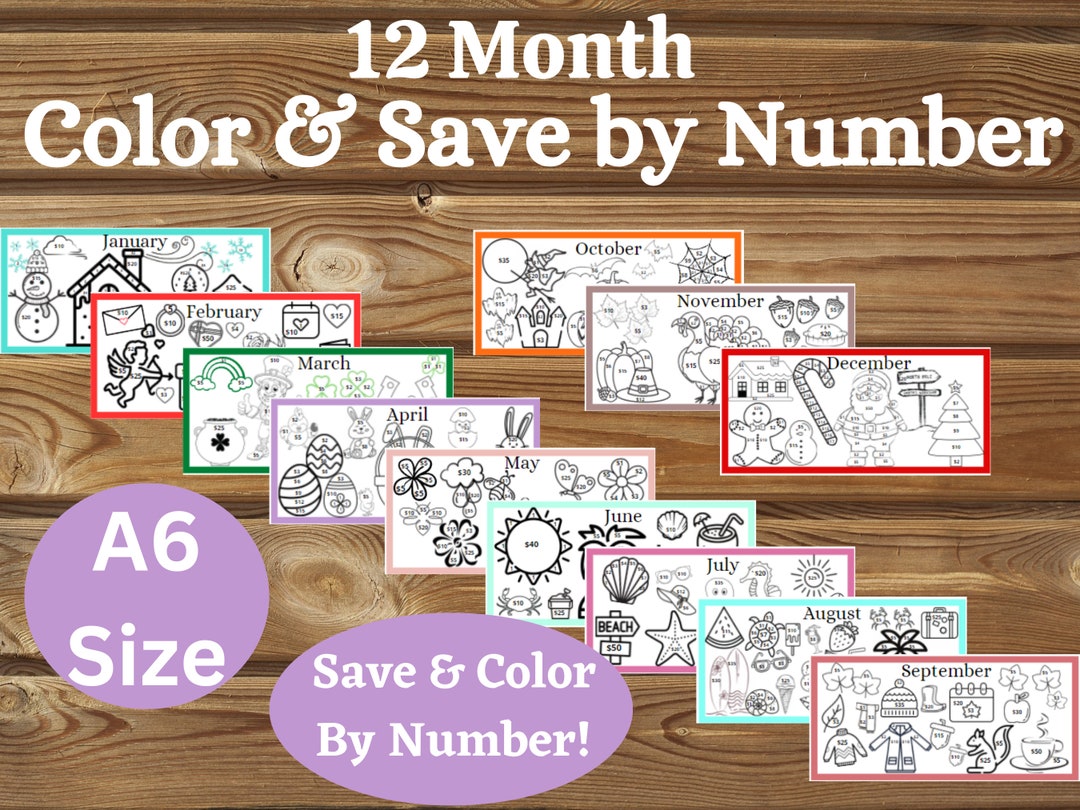 Color & Save by Number Savings Challenge Bundle for A6 Cash Envelopes ...