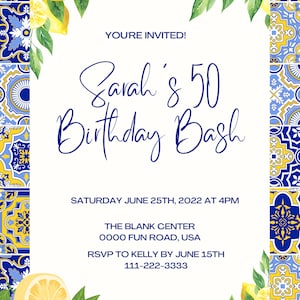 Italian Lemon Themed Invitation - Etsy