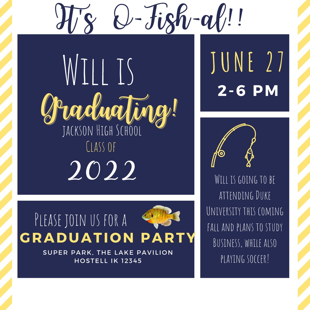 Fish Themed Graduation Party Invitation - Etsy