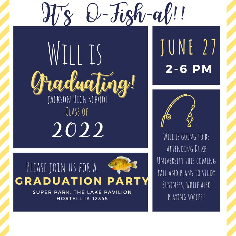 Fish Themed Graduation Party Invitation - Etsy