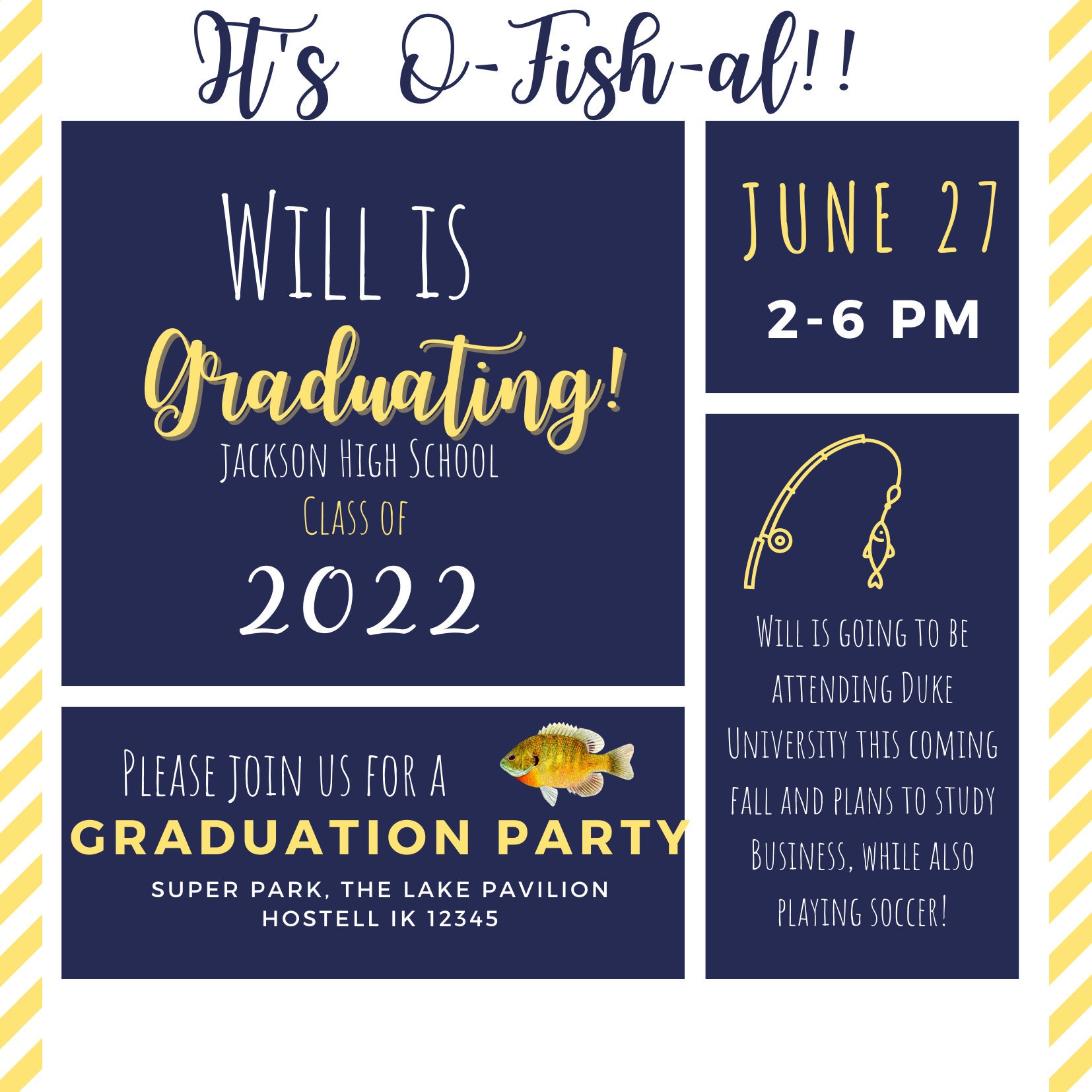 Fish Themed Graduation Party Invitation - Etsy