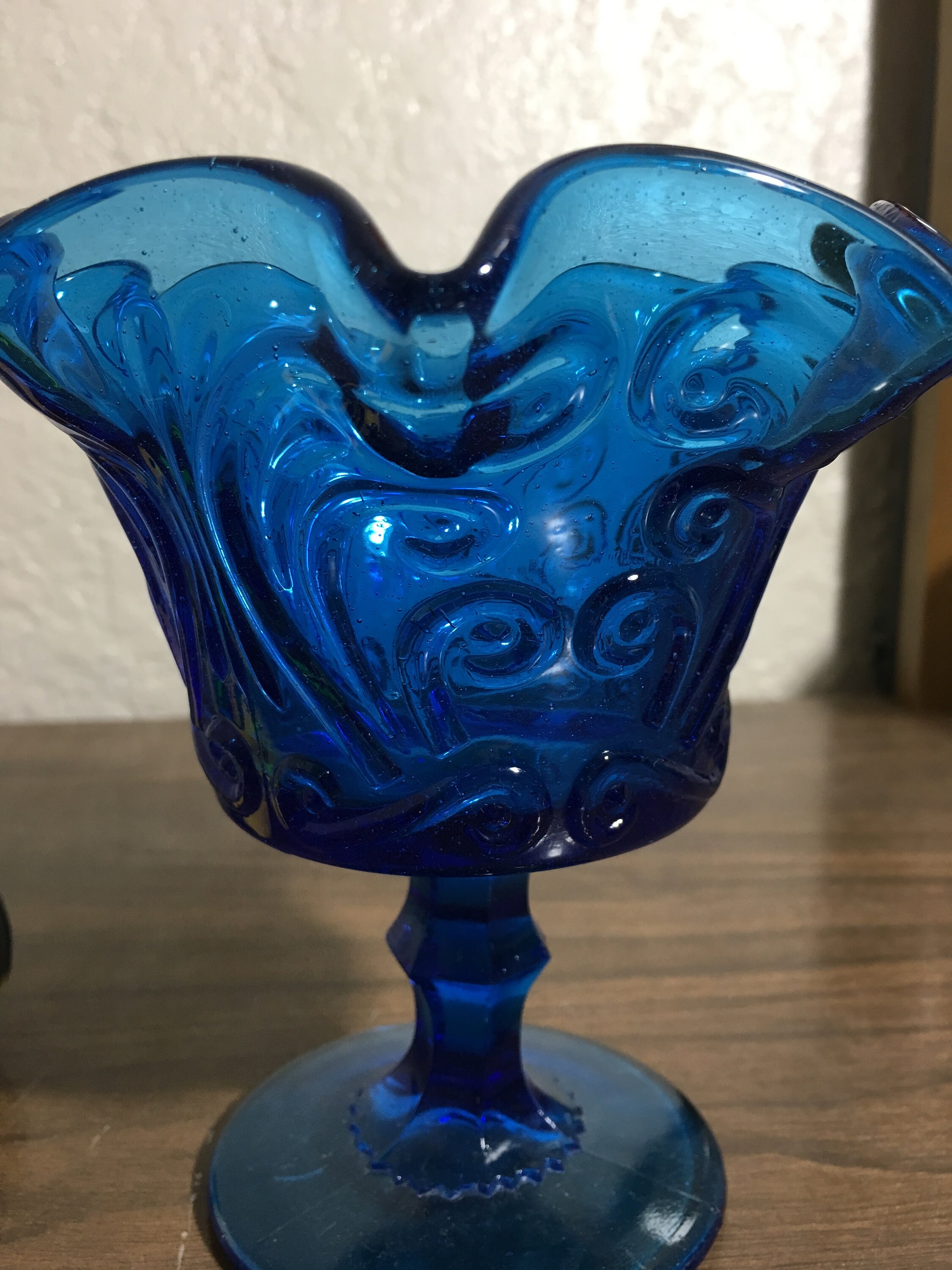 Blue Glass Compote/ Vintage Candy Dish/ Vintage Pedestal - Etsy