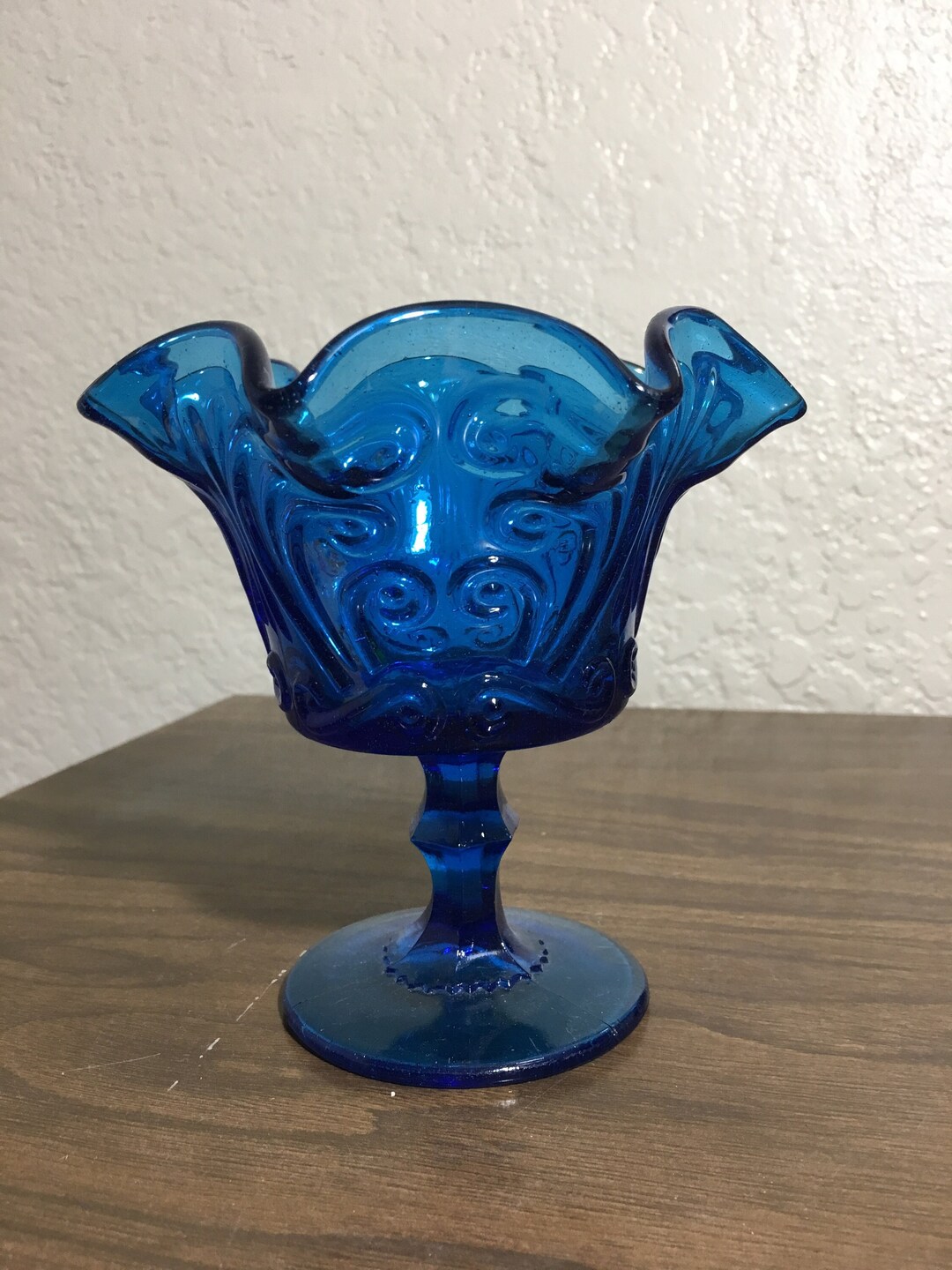 Blue Glass Compote/ Vintage Candy Dish/ Vintage Pedestal - Etsy