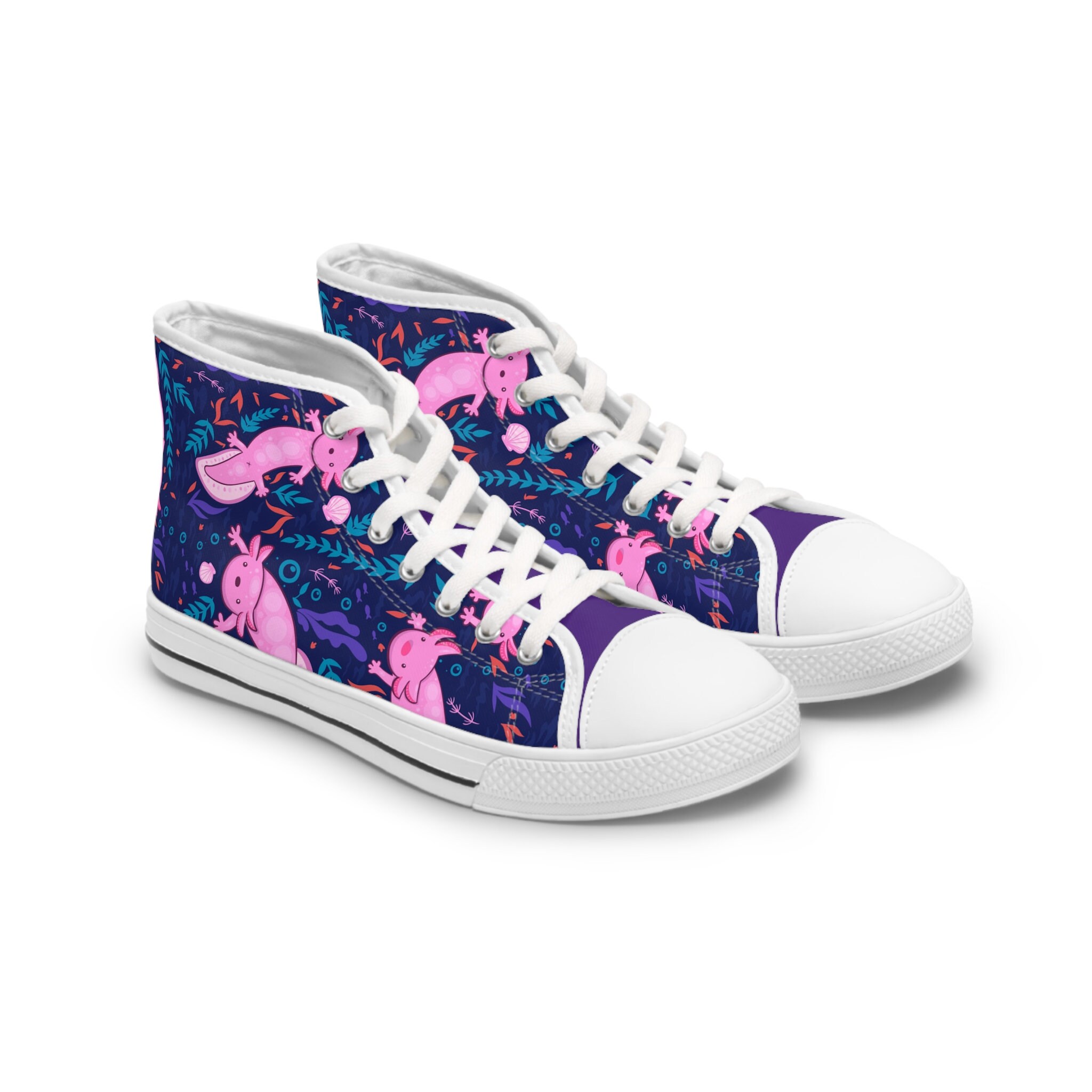 Women's Axolotl High Top Sneakers Fun, Quirky, Unique, Adorable, Cute ...