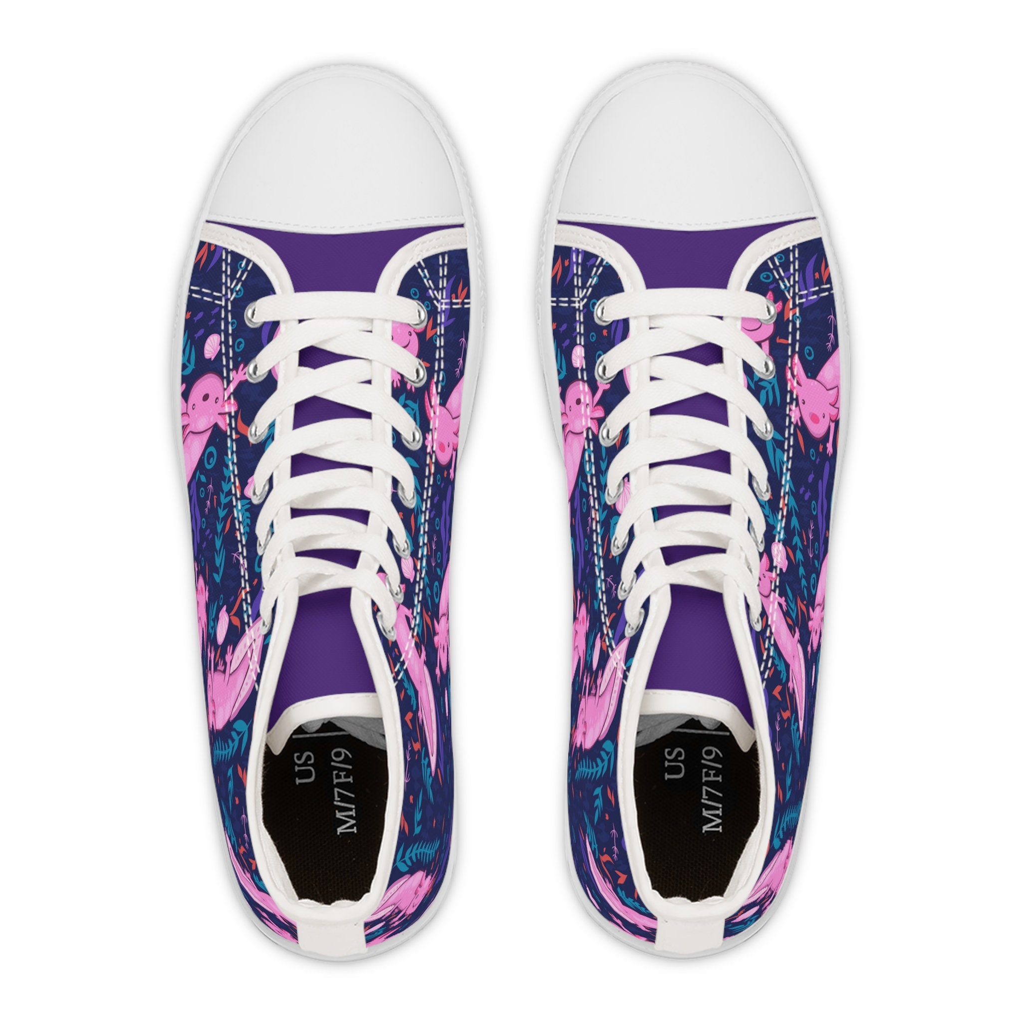 Women's Axolotl High Top Sneakers Fun, Quirky, Unique, Adorable, Cute ...