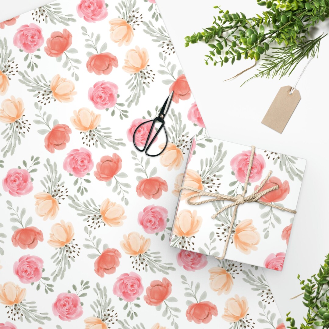 Watercolor Rose Wrapping Paper - Etsy