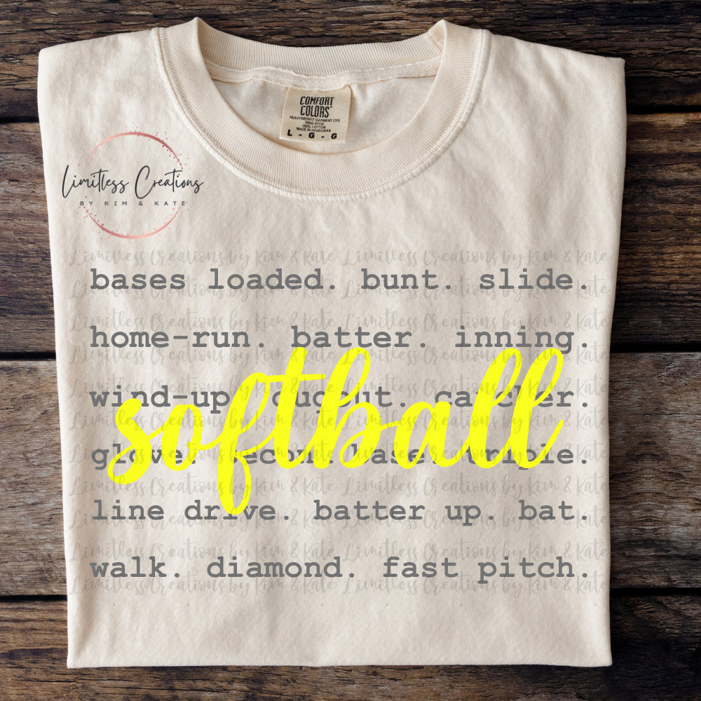 Softball Typography/words PNG - Etsy