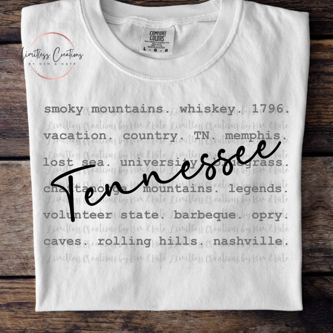 State TN Typography/words Customizable PNG - Etsy