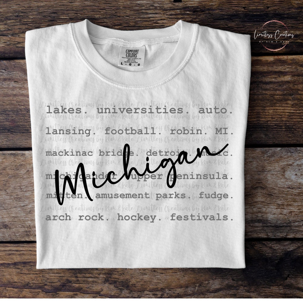 State MI Typography/words Customizable PNG - Etsy