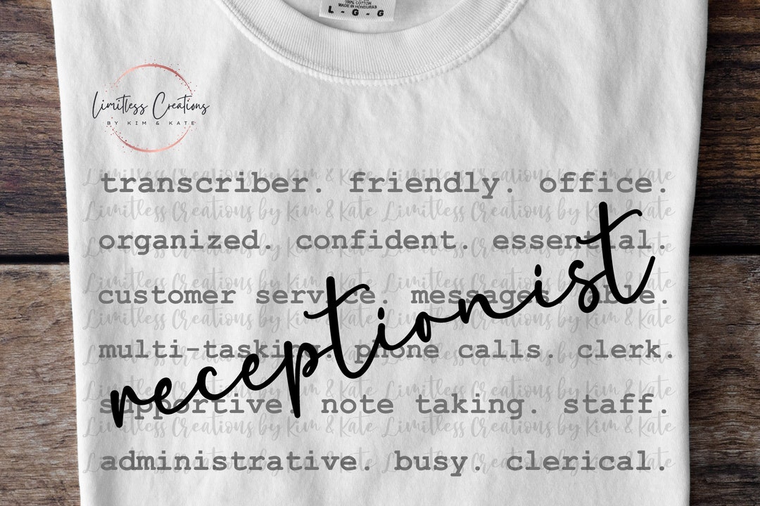 Receptionist Typography/words PNG - Etsy