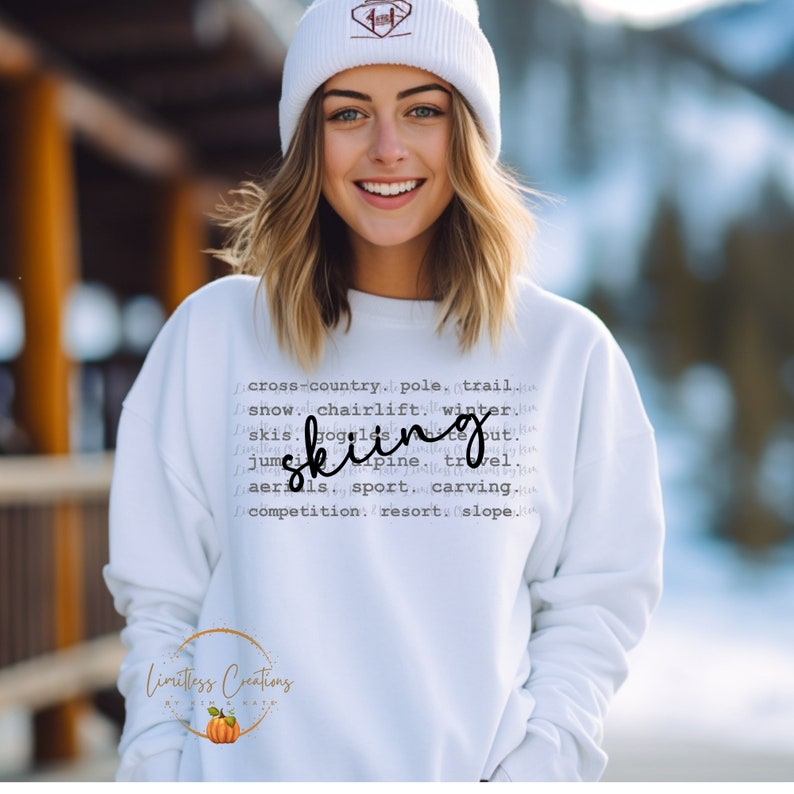 Skiing Typography/words Customizable PNG - Etsy
