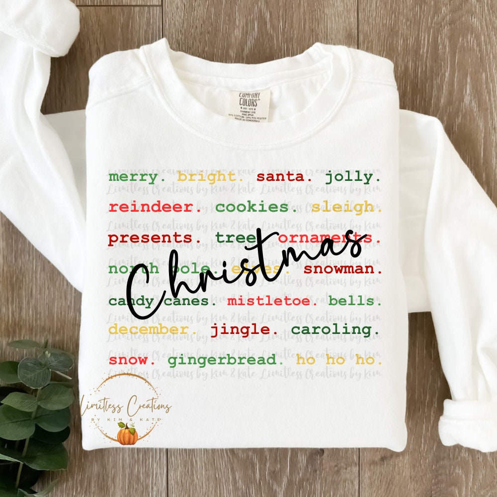 Christmas Color Typography/words Customizable PNG - Etsy