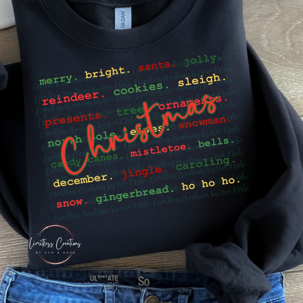 Christmas Color Typography/words Customizable PNG - Etsy