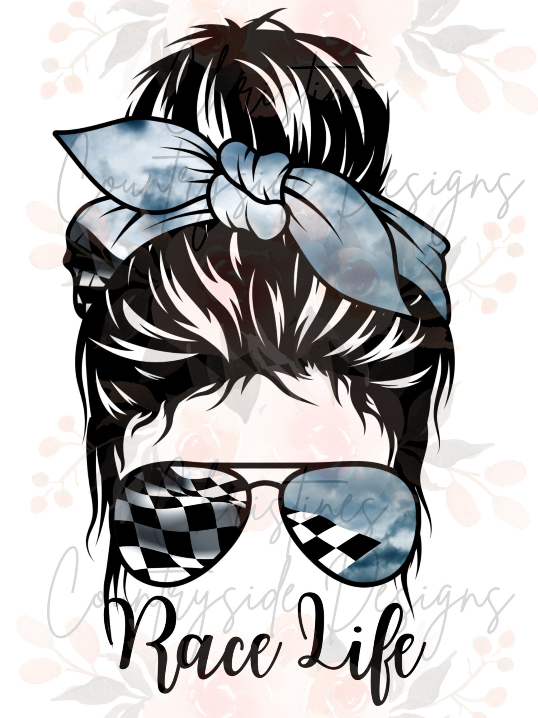 Race Life Messy Bun PNG Downloadable Digital File - Etsy
