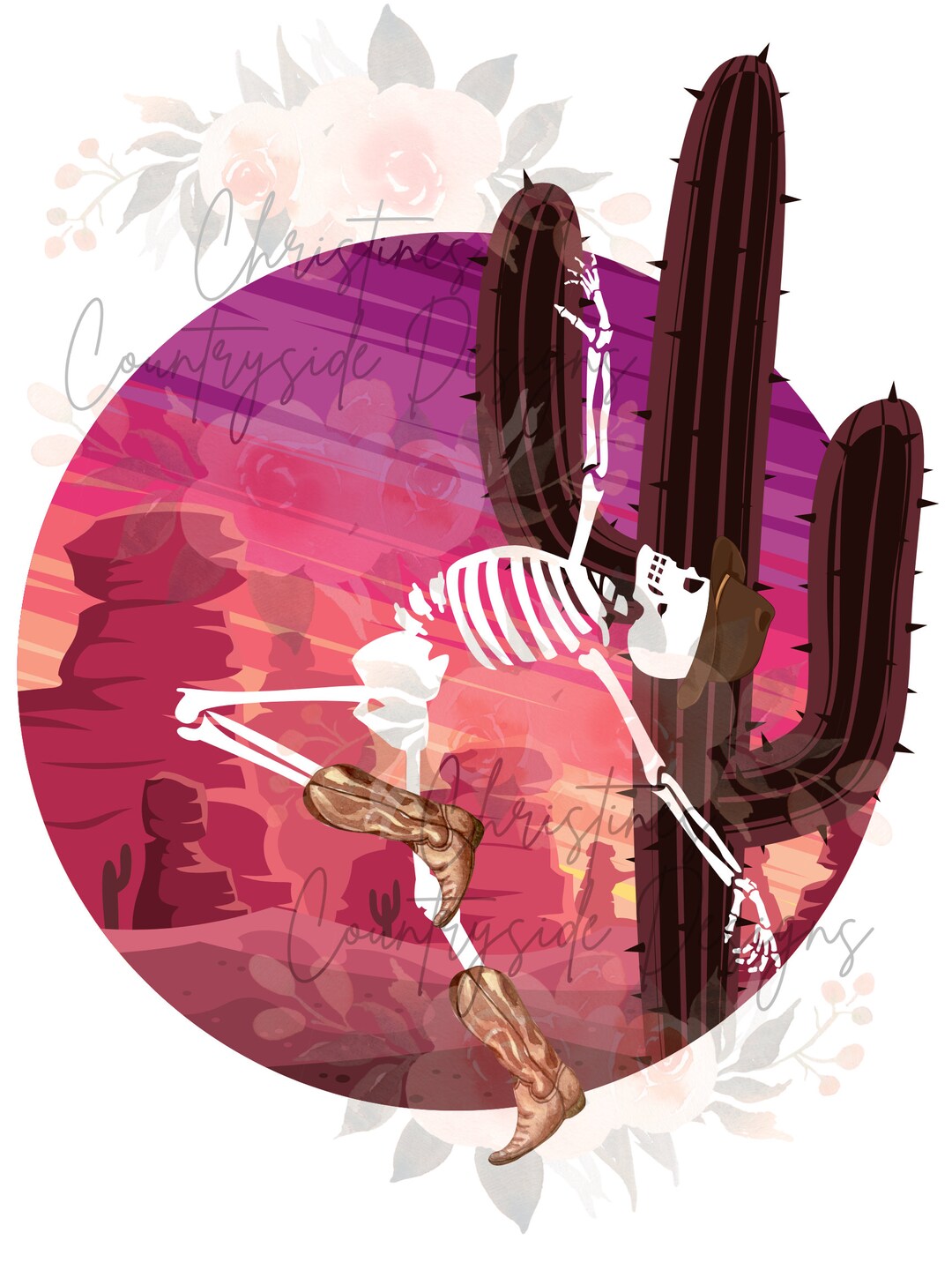 Dancing Cowboy Skeleton Pink Desert PNG Downloadable Digital File - Etsy