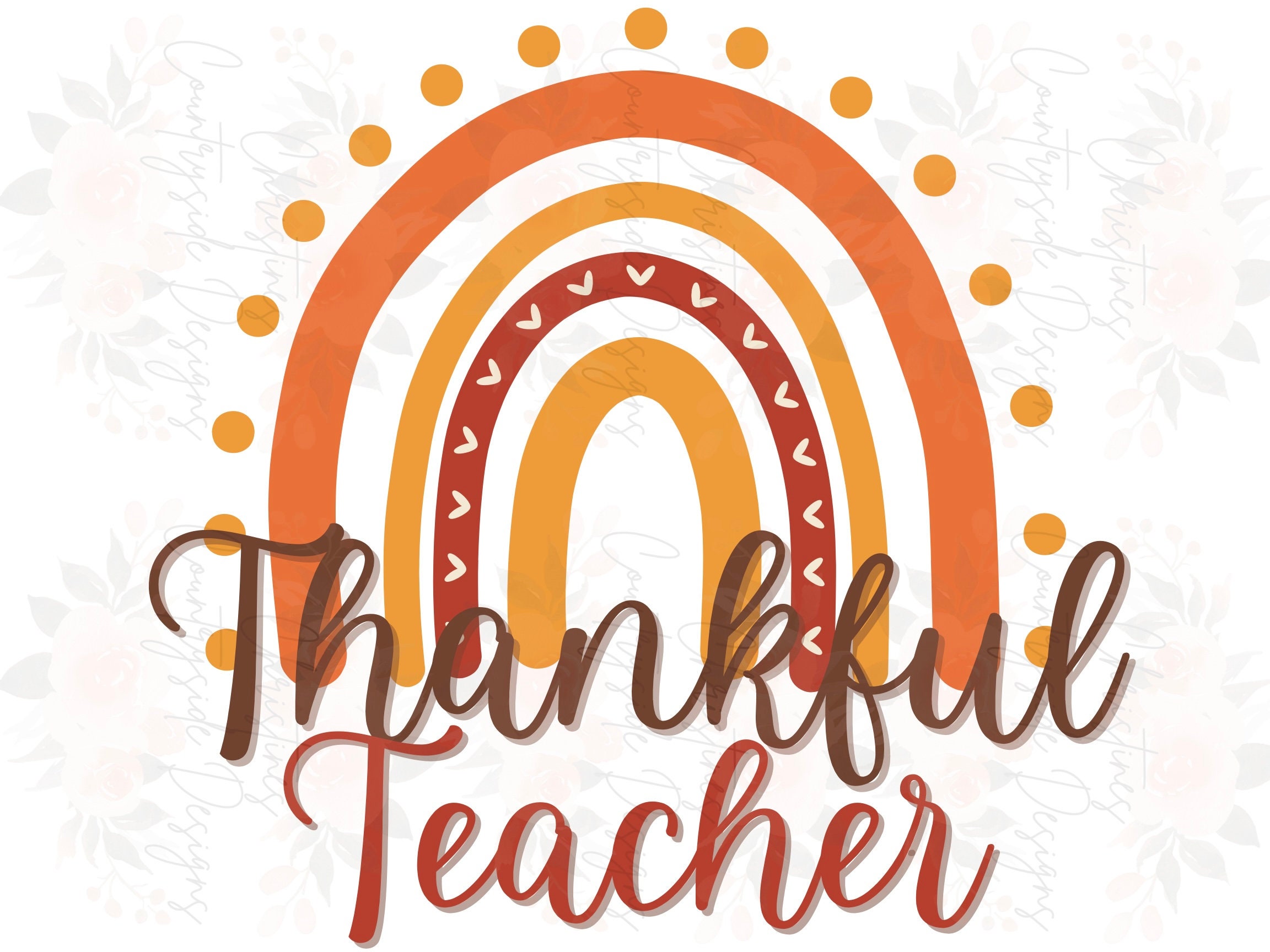 Thankful Teacher Fall Rainbows PNG Digital Download File - Etsy