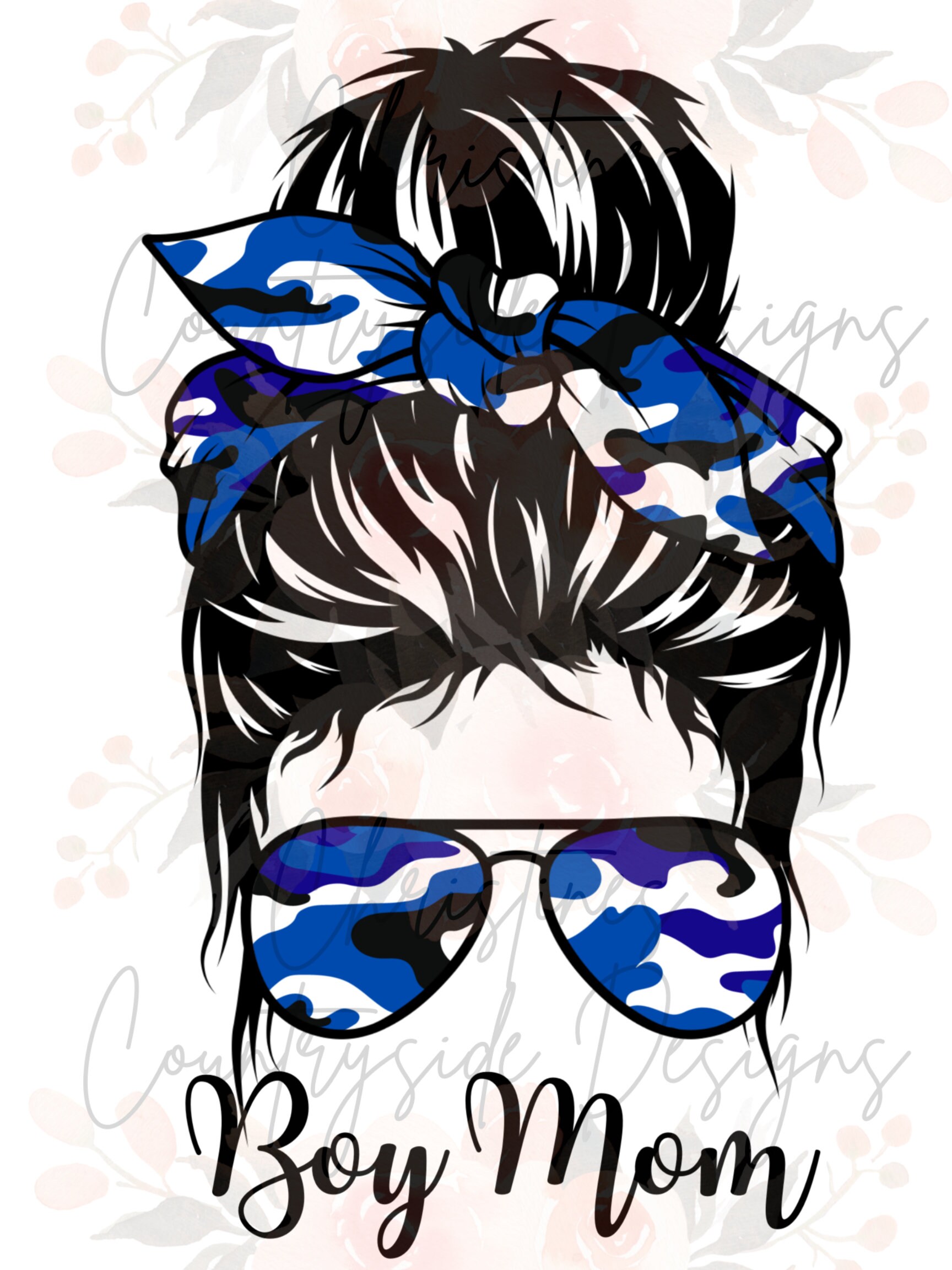 Boy Mom Blue Messy Bun PNG Downloadable Digital File - Etsy
