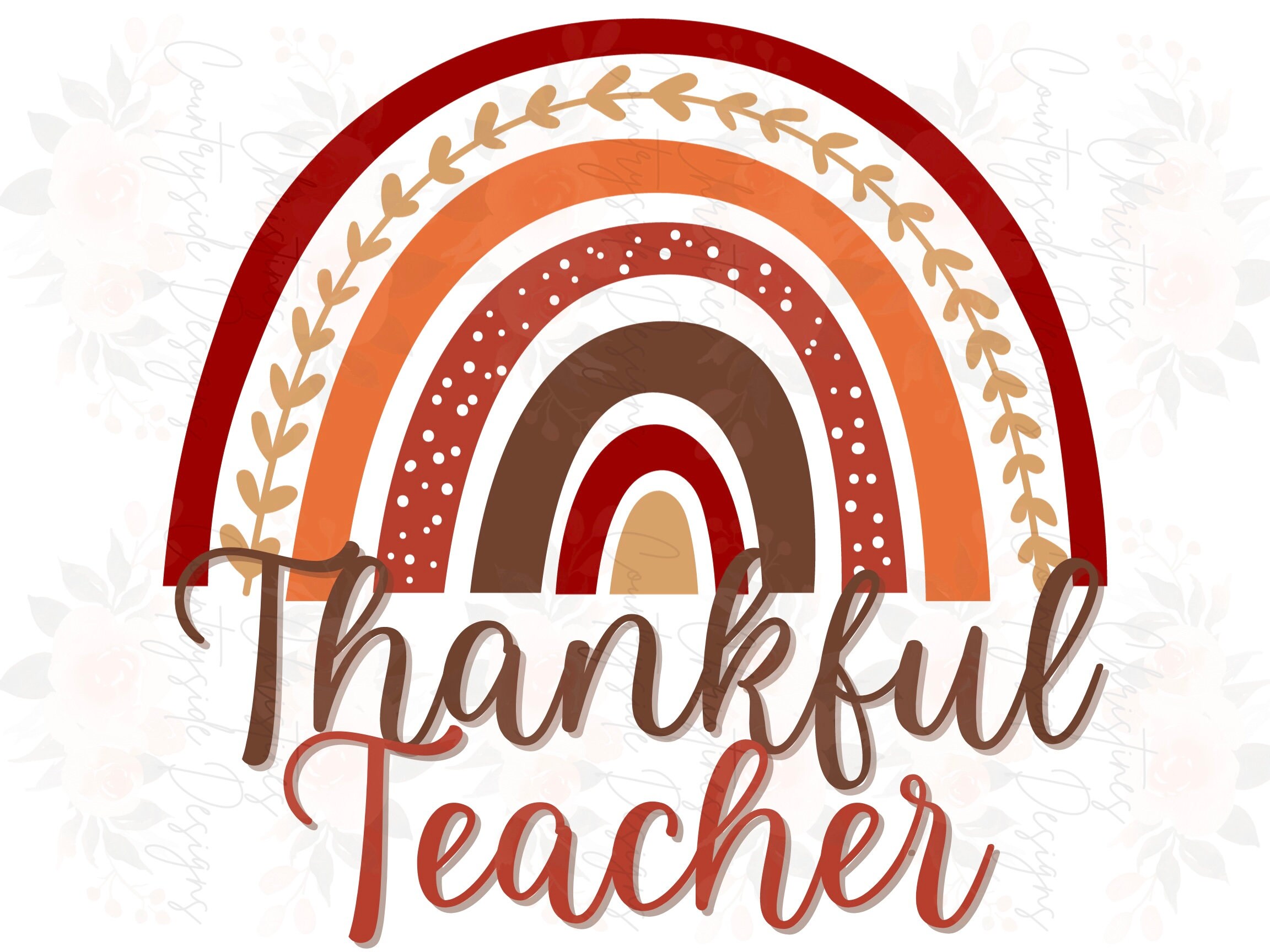 Thankful Teacher Fall Rainbows PNG Digital Download File - Etsy